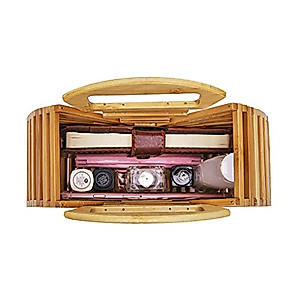 Fashion Bamboo Handbag Handmade Woven Beach bag for Womens (Bamboo)