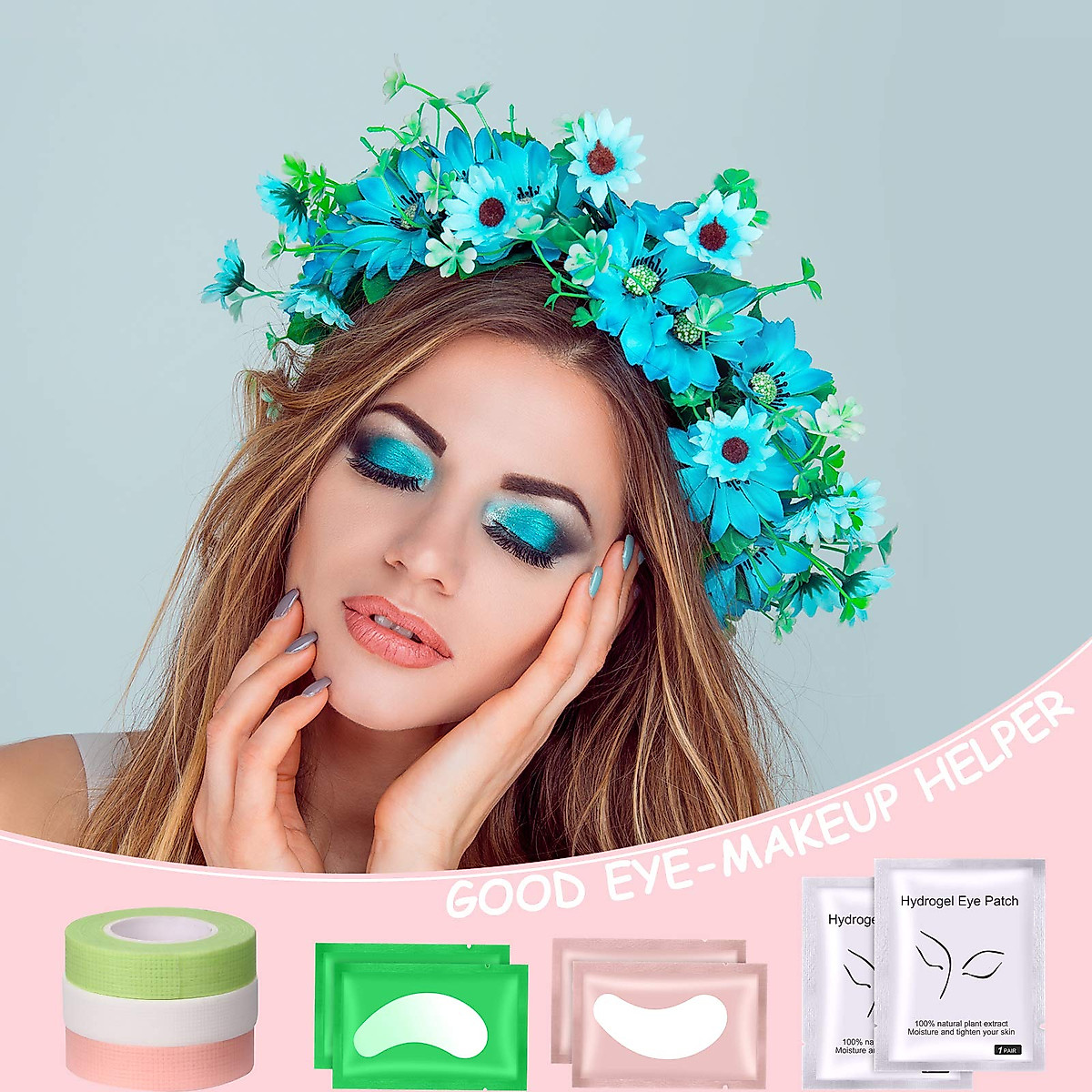 9 Rolls Eyelash Tape Eyelash Extension Tape with 60 Pairs of Eyelash Extension Patches, Breathable Fabric Lash Tape Under Eye Gel Pads for Eyelash Extension Supply, Eye Mask Eye Patches Beauty Tool