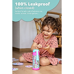 Jarlson® Mali Children's Water Bottle, Thermal Stainless Steel Water Bottle, BPA-Free, Leak-Proof, Children's Bottle with Chug Lid, Bottle for School, Nursery (Mermaid, 350 ml)