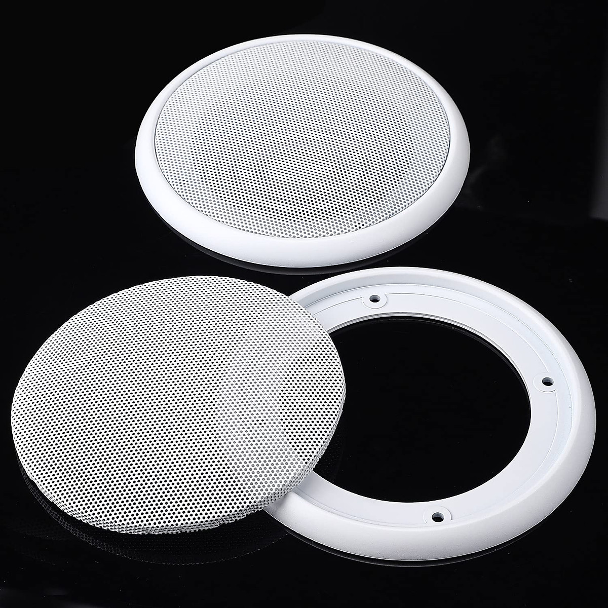 Facmogu 2PCS 8in White Ceiling Speaker Covers, Surface Mount Speaker Grill Mesh Round Speaker Grille Woofer Car Speaker Grill Cover Guard Protector Replacement Round Metal Grills