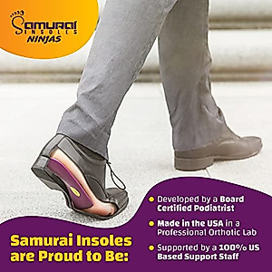Samurai Insoles Ninjas Plantar Fasciitis Relief Arch Support Shoe Insoles, Women 12 to 12.5, Men 10 to 10.5, Purple