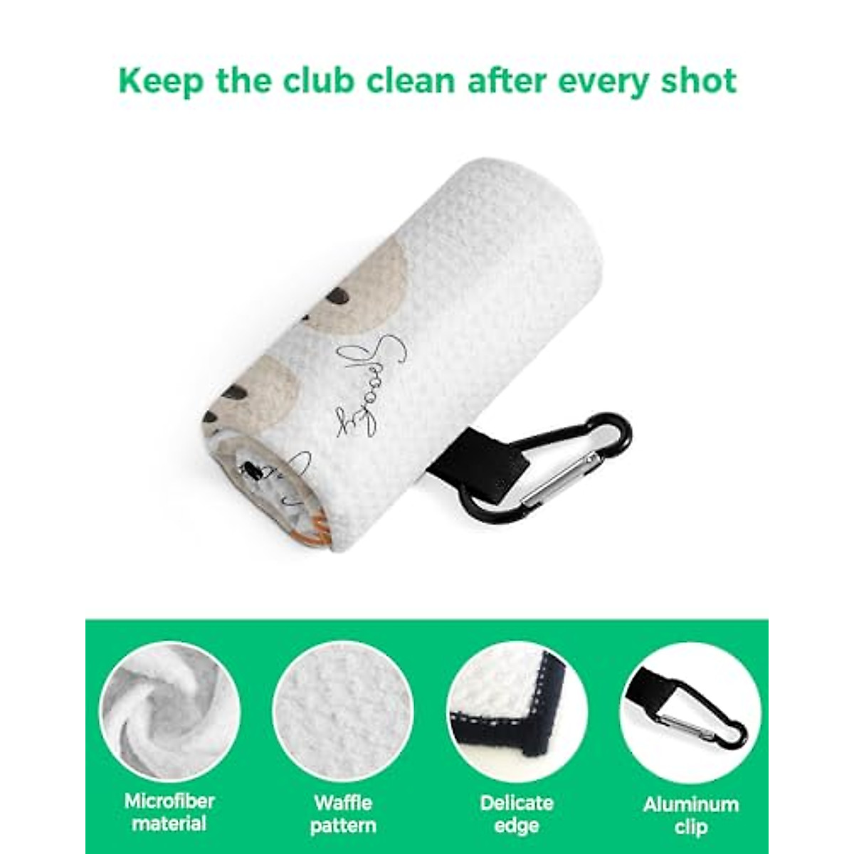 Golf Towel Halloween Cute Spooky White,Waffle Pattern Microfiber Club Cleaner Golf Towels with Carabiner Clip for Women Men Dad,Watercolor Beige Ghost Golf Towel for Golf Bags Accessories,24x16in