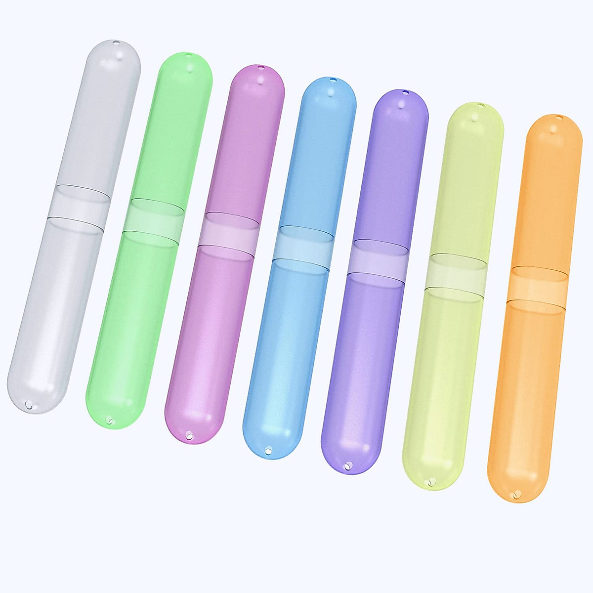 MANSHU 7 Pack Travel Toothbrush Case, Plastic Portable Toothbrush Holder for Traveling, Camping, Business, Home, School.