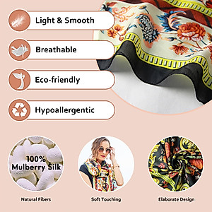 DANA XU 100% Mulberry Satin Silk Summer Travel Scarf Extra Large Women Floral Shawl Oversize Soft Wraps For Evening Dresses