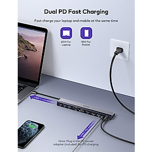 VAVA USB C Docking Station 12-in-1 USB-C Dock (Thunderbolt 3) with Dual HDMI 4K 60Hz, RJ45 Ethernet, 4 USB Ports, SD/TF Card Reader, 85W PD Charging, Audio for MacBook/Pro/Air, Type C Windows Laptop