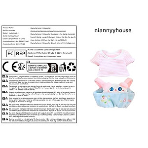 niannyyhouse 20cm Plush Doll Clothes T-Shirt Overalls Loose Strap Pants 8in Soft Stuffed Plush Toy Dress Up (A-1)