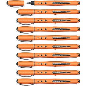 Stabilo Bionic Worker Rollerball Pen Soft Grip Medium 0.8mm Tip 0.6mm Line Black Ref 2018-46 [Pack of 10]
