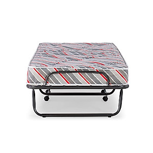 Linon Verona Metal and Fabric Folding Bed with Memory Foam Mattress in Gray