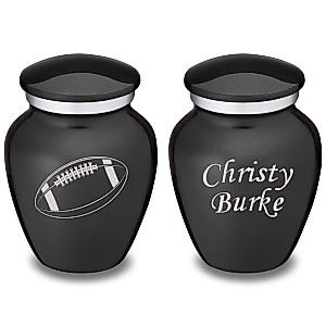 GetUrns Keepsake Embrace Football Cremation Urn with Custom Engraving (Charcoal)