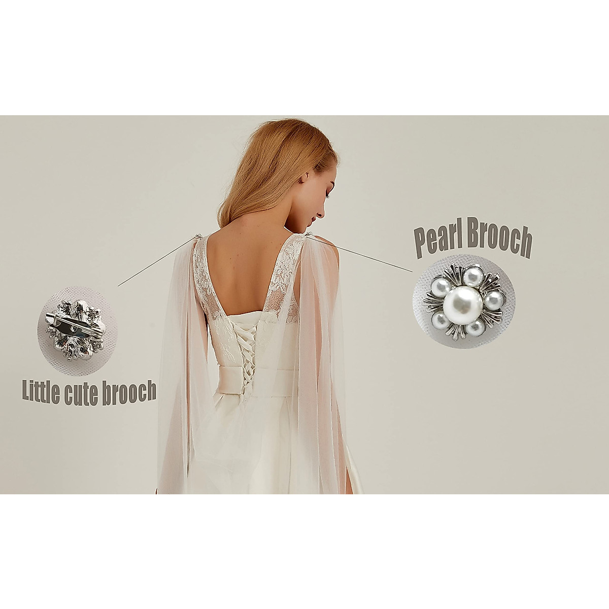 Shoulder Cape Veil Tulle Church Bridal Cape Veil Chapel Wedding Veil B018 (Ivory)