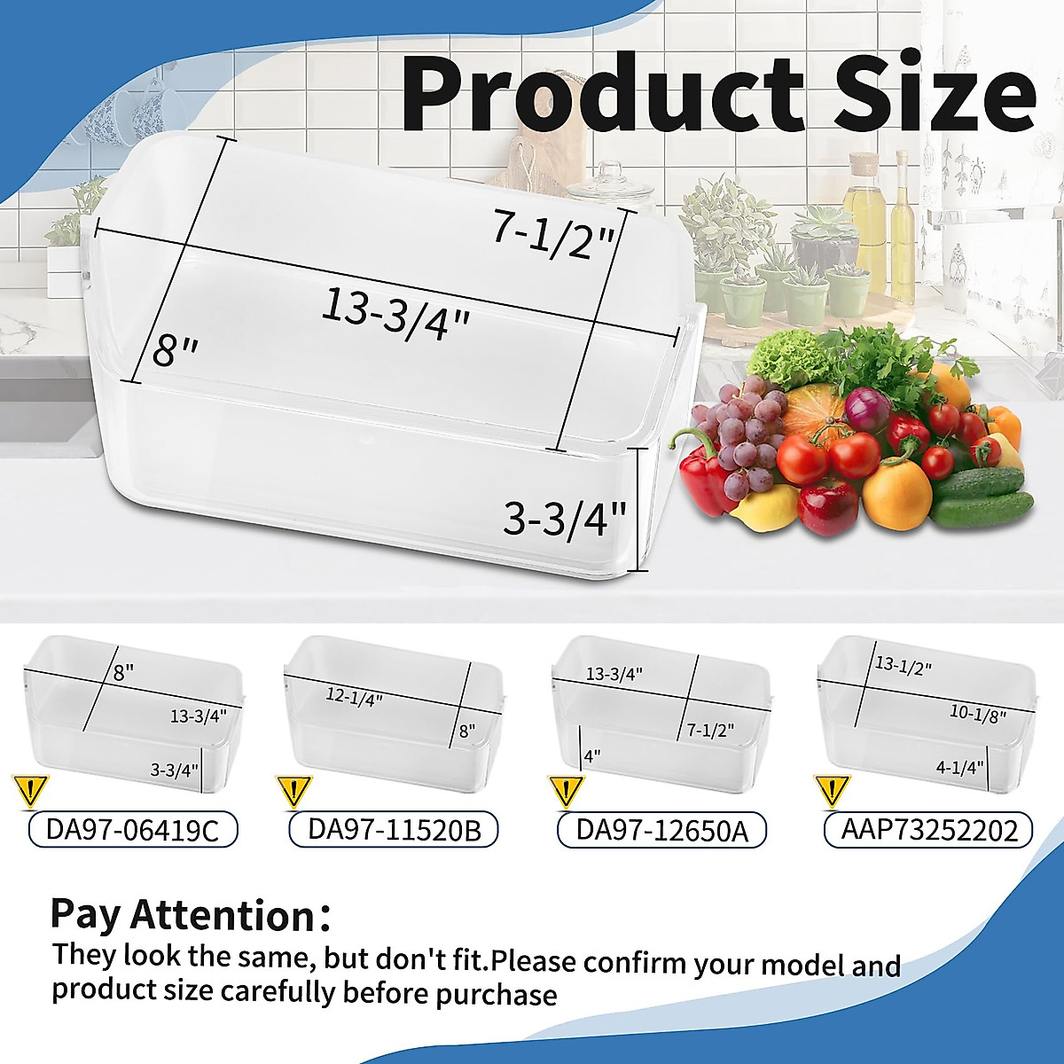 DA97-12657A Refrigerator Left Door Shelf Bin Replacement for Samsung Refrigerator Parts RF260BEAESR RF261BEAESR RF261BEAESP Replace DA63-07104A,DA63-06867,AP5621270,2813223,PS4176661 /Appliance Parts