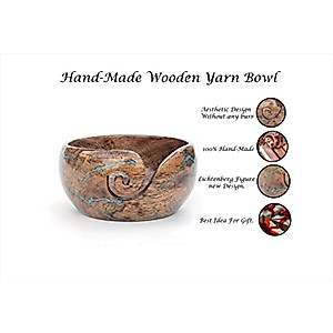 Rosewood Epoxy Resin Yarn Bowl for Multilple Uses - Lichtenberg Figure Yarn Bowl for Knitting and Crochet Holder/Yarn Storage Bowl (7"x4") (Sky-Blue)