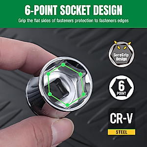 SK 3/8" Drive Socket Set, SAE Sockets, 13-Piece, 1/4" to 1", SuperKrome Finish, Premium CR-V Construction, with Aluminum Socket Organizer