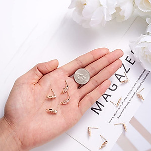 Fashewelry 10 Pairs Brass Cubic Zirconia Post Stud Earrings 18K Gold CZ Earring Findings Ear Piercing Plugs with Loop for Women Girls Dangle Earring Jewelry Making, Leaf