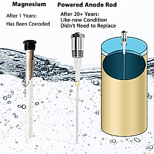 Podoy Powered Anode Rod for Hot Water Heater 30-80 Gallon Water Tank, Universal 9.4" Eliminates Rotten Egg Smell Titanium Electric Anode Rod Replacement with Teflon Tape