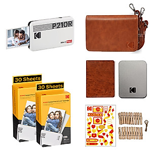 KODAK Mini 2 Retro 4PASS Portable Photo Printer (2.1x3.4 inches) Initial 8 Sheets + 60 Sheets + Gift Bundle, White