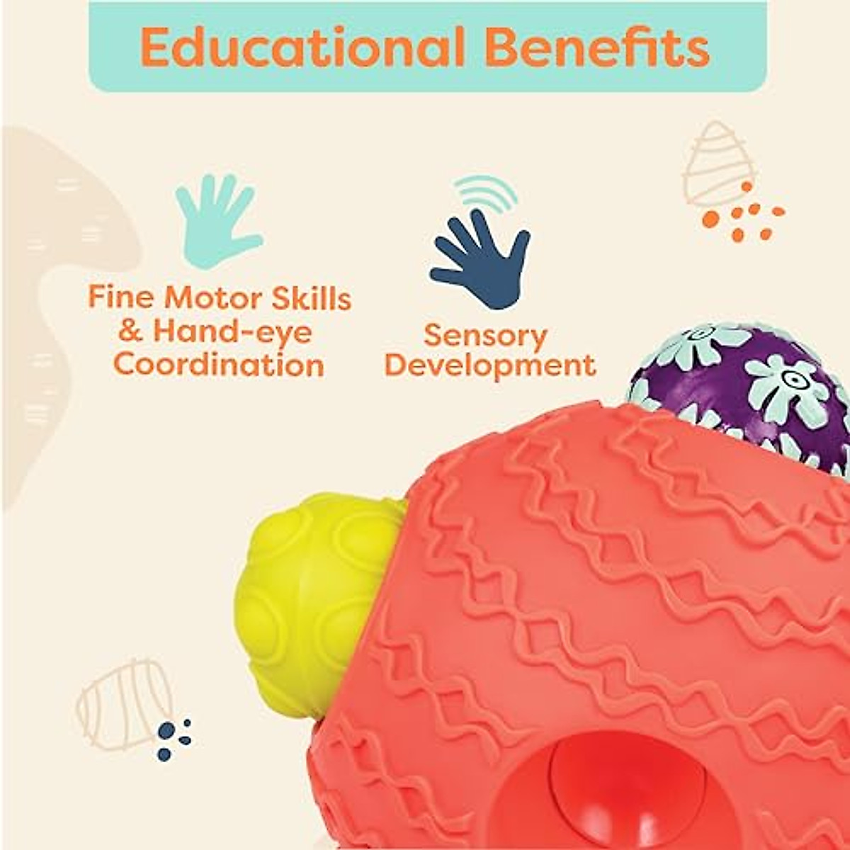 B. toys- B. baby- Baby Ballss– 1 Big Textured Ball with 5 Small Sensory Balls – Developmental Toys for Babies 6 Months +