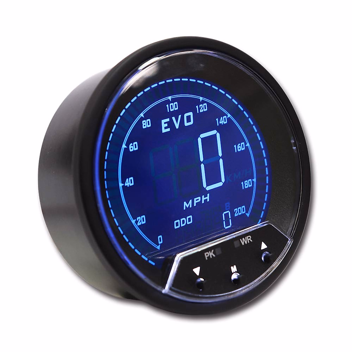 MOTOR METER RACING EVO Series Digital 6 Gauge Set - Blue & Red Switchable LED - 3-3/8" 85mm GPS Speedometer & Tachometer - 2-1/16" 52mm Voltage, Fuel Level, Water Temperature & Oil Pressure