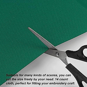 HARFINGTON 14 Count Cross Stitch Cloth 12 by 20 Inch Cross Stitch Fabric 5PCS Classic Reserve Embroidery Cloth for Craft Embroidery, Handmade Needlework, DIY Handicrafts, Grass Green