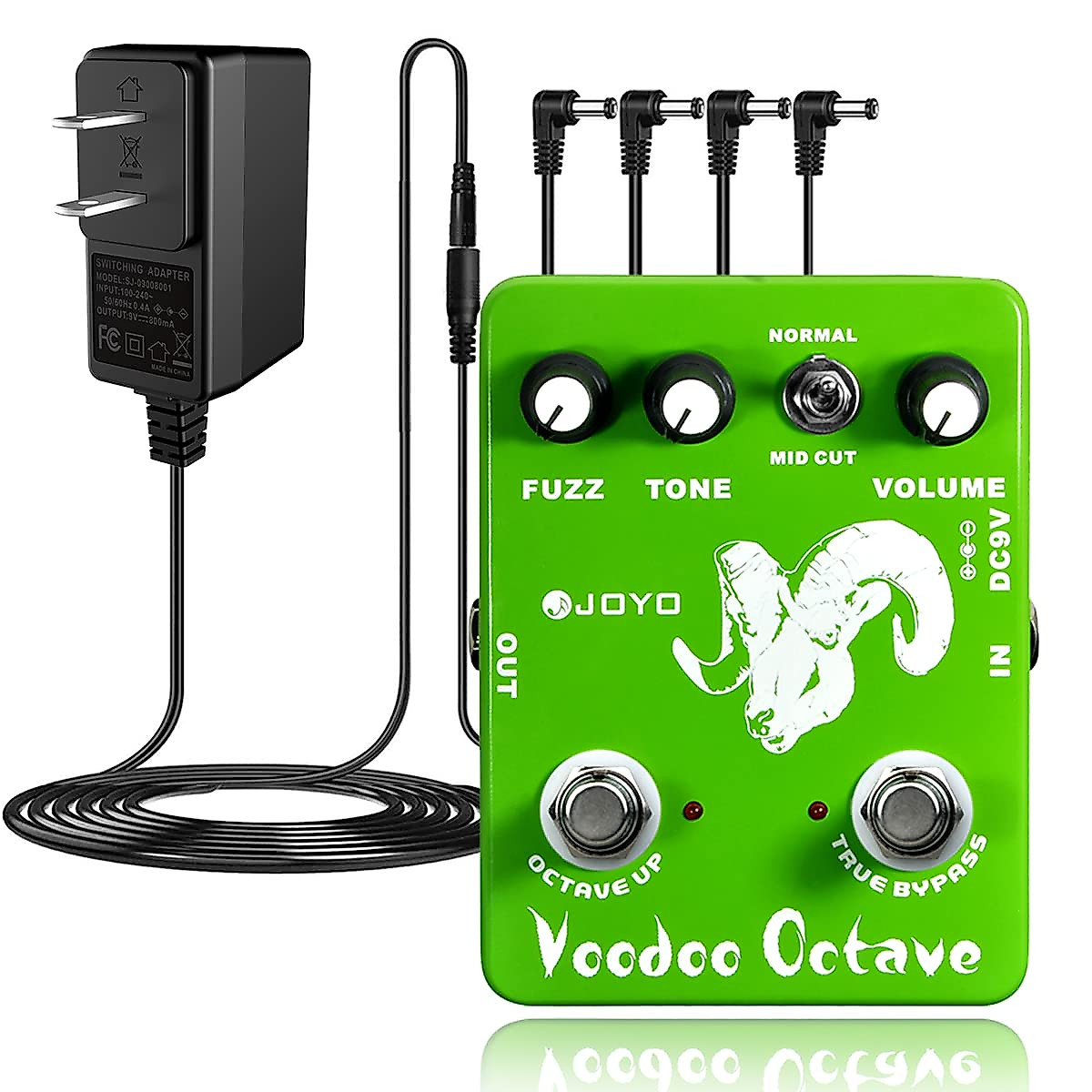 JOYO JF-12 Octave Germanium 60's Fuzz Pedal Bundle with DC 9V Pedal Power Supply (800mA -1A) AC Adapter