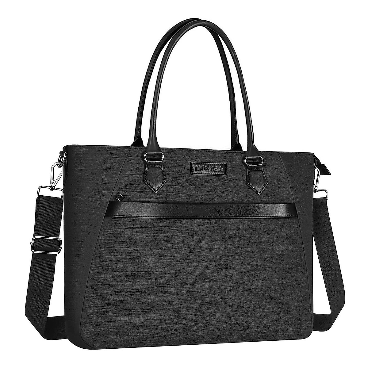 MOSISO Laptop Tote Bag (17-17.3 inch) with Front Trapezoid Pocket, Space Gray