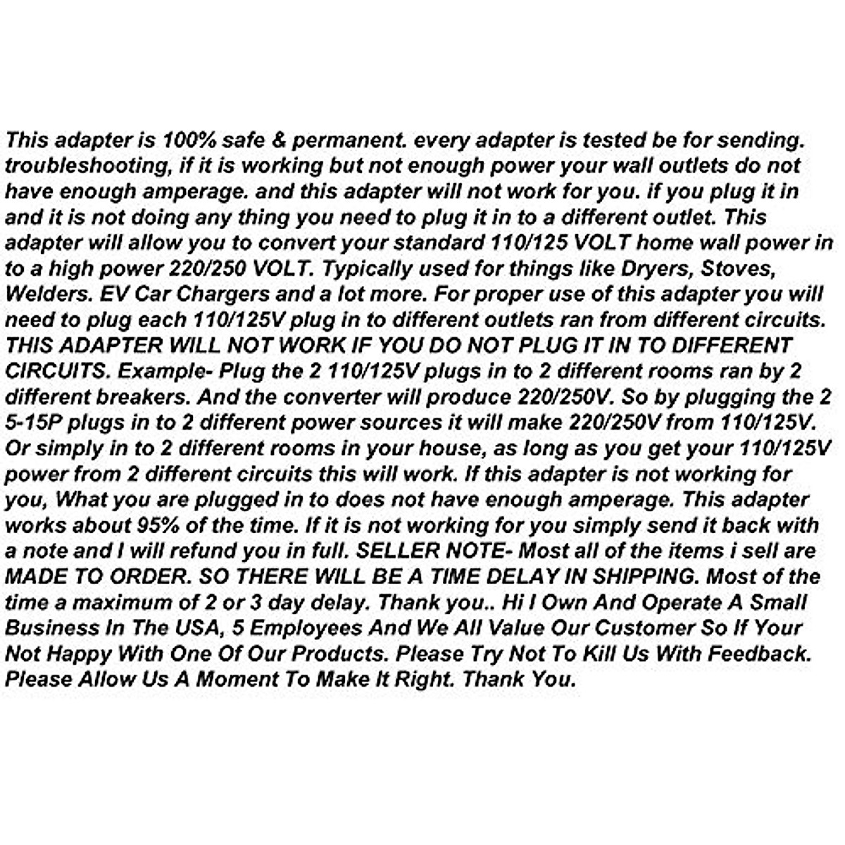 Power Converter 110/125V To 220/250V Electric Adapter 5-15P Wall Plug To 6-50R Miller Lincoln Hobart Plasma Cutter Welder Mig Tig Arc Receptacle Outlet Box NEMA FX581W
