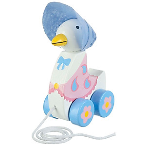 Orange Tree Toys Peter Rabbit: Pull Along: Jemima Puddle-Duck - Wooden Toy, Wheeled Character, Encourage First Steps, FSC Certified, Licensed, Toddler & Kids Ages 1+