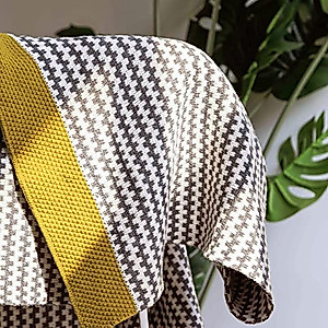 Grey Throw Blanket, Modern Striped Throw Blanket with Tassels, Knitted Soft Boho Throw Blanket for Couch Sofa Bed and Living Room- All Seasons (47.5x60 Inch)