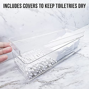 STYLIO Stackable Clear Acrylic Bathroom Drawer Organizers. Vanity Makeup Organizer. Bathroom Organization and Storage. Bathroom Storage 8 Piece Storage Drawers. Cabinet Organizer Bins Clear Containers