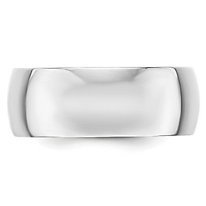Solid 10k White Gold 8 mm Rounded Wedding Band Ring Size 8