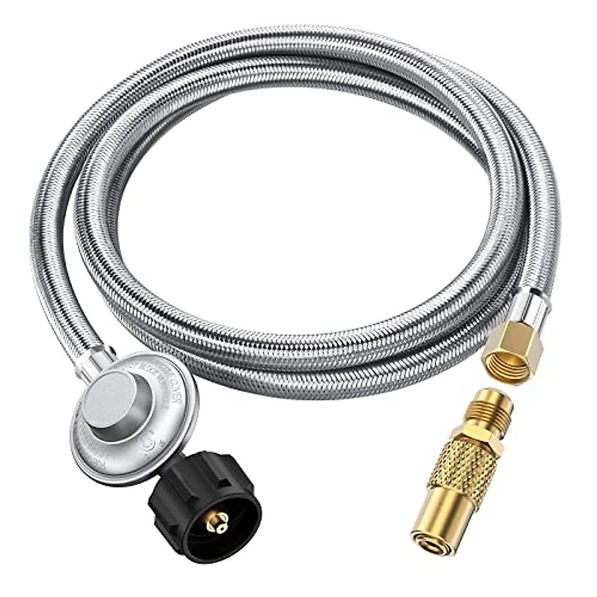 PatioGem 6FT Propane Hose with Regulator Low Pressure, Fit for Weber Grill Most LP Gas Stove Grill, Patio Heater, Fire Pit, 3/8 Female Flare Nut, with Adapter for Blackstone 17" 22" 28'' 36'' Griddle