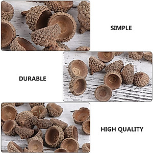 Yardwe Natural Acorn Caps Acorn Hats: 80Pcs Tops Small Fake Acorn Caps for Crafting Decoration DIY Christmas Weddings Crafts