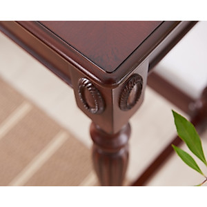 VERDANTREE Computer Desk Office Table with 2 Drawers, 39.37" Solid Wood Study Writing Desk Workstation with Storage Space,Mid-Century Vanity Dressing Table for Home Office,Cherry Walnut SSZ1533WD