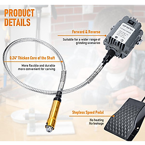 lesolar 1000W Flex Shaft Rotary Tool Kit, 30000RPM Electric Flex Shaft Hanging Grinder Carver Support Forward & Reverse Rotation, High Speed Hanging Grinding Machine with Variable Speed Foot Switch