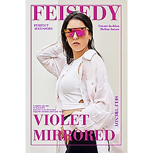 FEISEDY Oversized Sunglasses Mens Womens Flat Top Square Trendy Visor Shades UV400 B2470