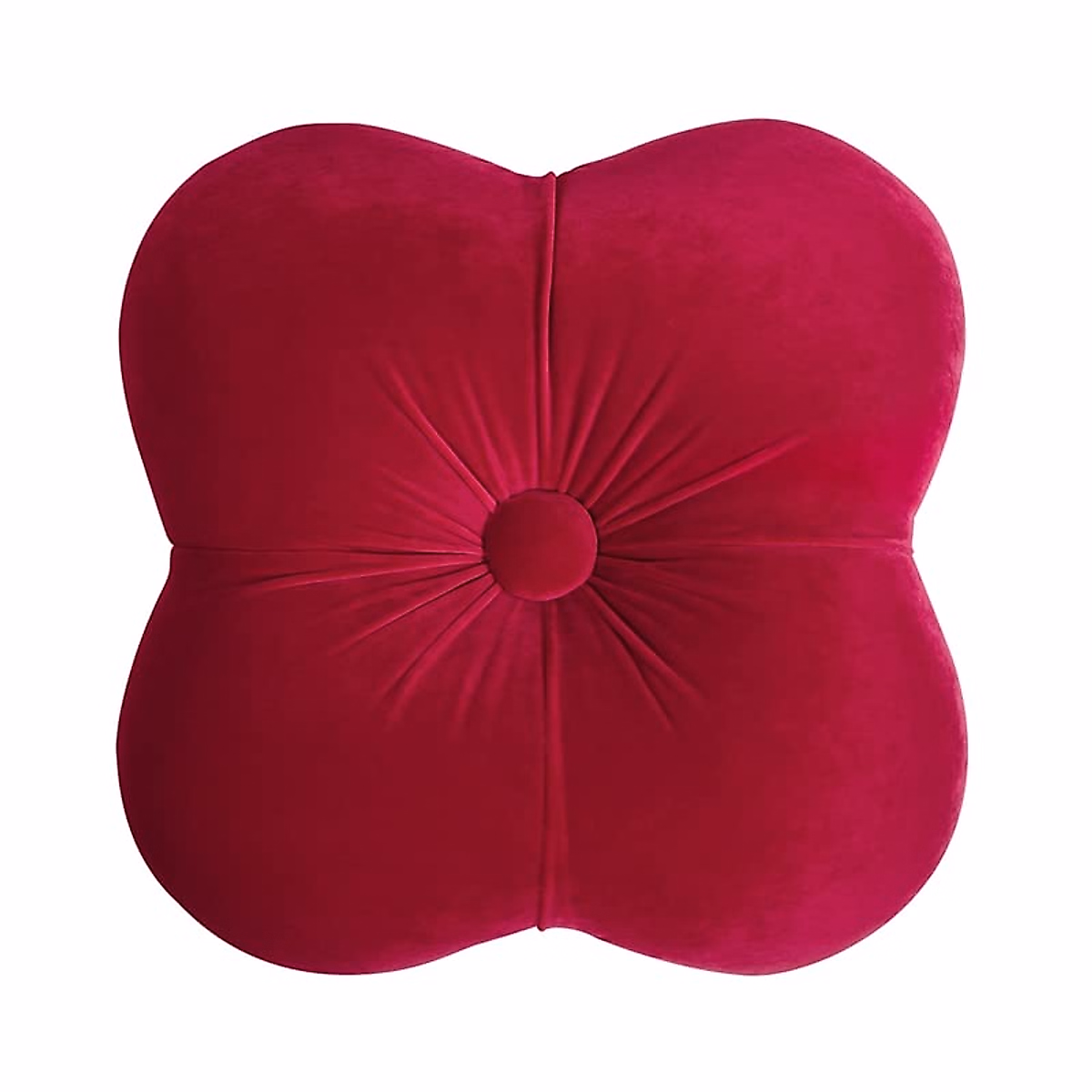 Jennifer Taylor Home Ellen Upholstered Clover Ottoman with Gold Bullion Fringe, Siren Red Performance Velvet