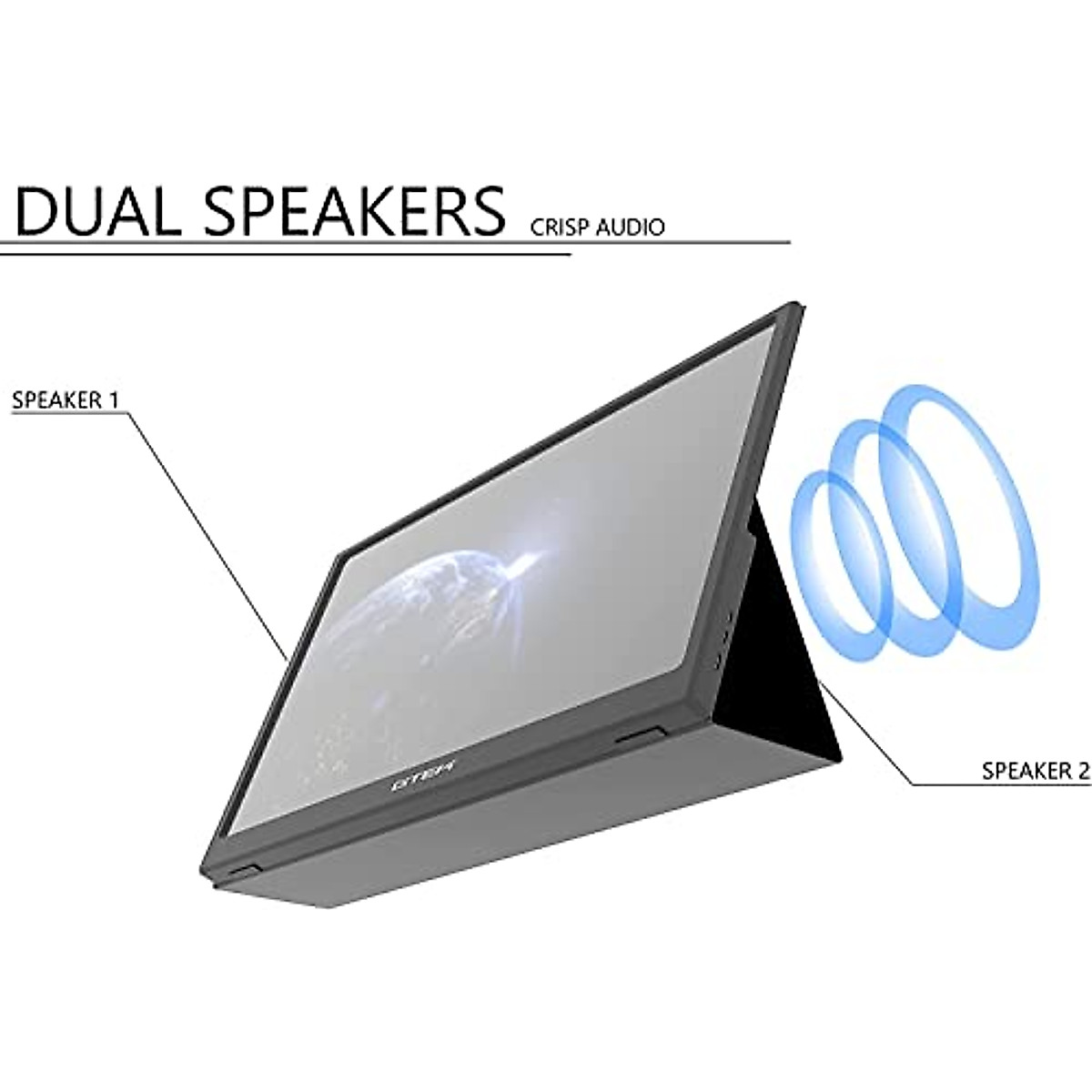 GTEK Portable Monitor 15.8 Inch IPS Full HD 1920 x 1080P Screen with Speaker, Second Dual Computer Display, Wider Than 15.6 Inch, External Travel Monitor for MacBook Laptop PC, Includes Smart Cover