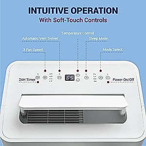 DELLA 14,000 BTU with Heat Pump Smart WiFi Enabled Portable Air Conditioner, Electric Auto Swing Fan Dehumidifier AC Unit with Remote Control Window Kit, Cools Up To 650 Sq. Ft.