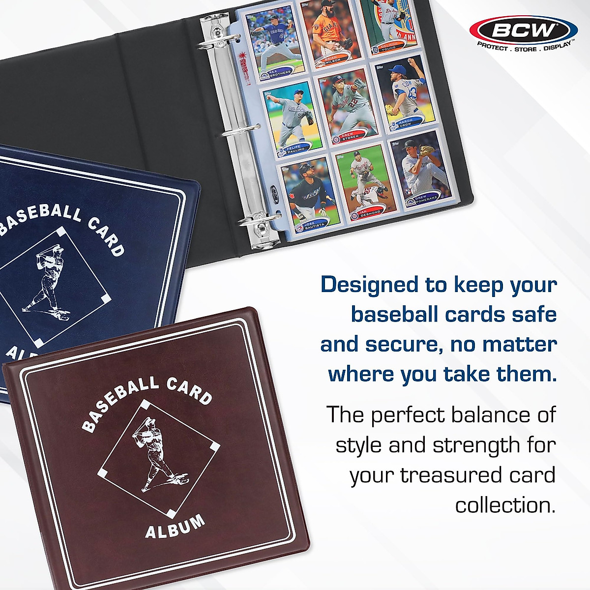 BCW Supplies 3" Baseball Album - Black | Premium Durable Binder for 90 Baseball Cards Heavy-Duty D-Ring, Lasting Durability, and Classic Display | Ideal for Collectors, Storage, and Card Protection