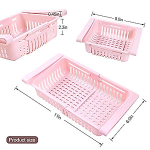 4PCS Fridge Drawer Organizer, Retractable Pull-Out Fridge Shelf Holder Storage Box Home Kitchen Space Saver Under Shelf Fridge Organizer Box for Fridge Shelf Under 0.5"