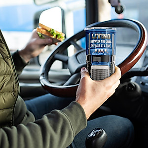 Qatdey Truck Driver Gifts for Men, Cool Gifts for Truck Drivers Tumbler 20oz, Trucker Gifts Mug, Best Gifts for Truckers Cup, Trucker Gifts for Men/Truck Lovers/Dad, Appreciation Gift for Truck Driver