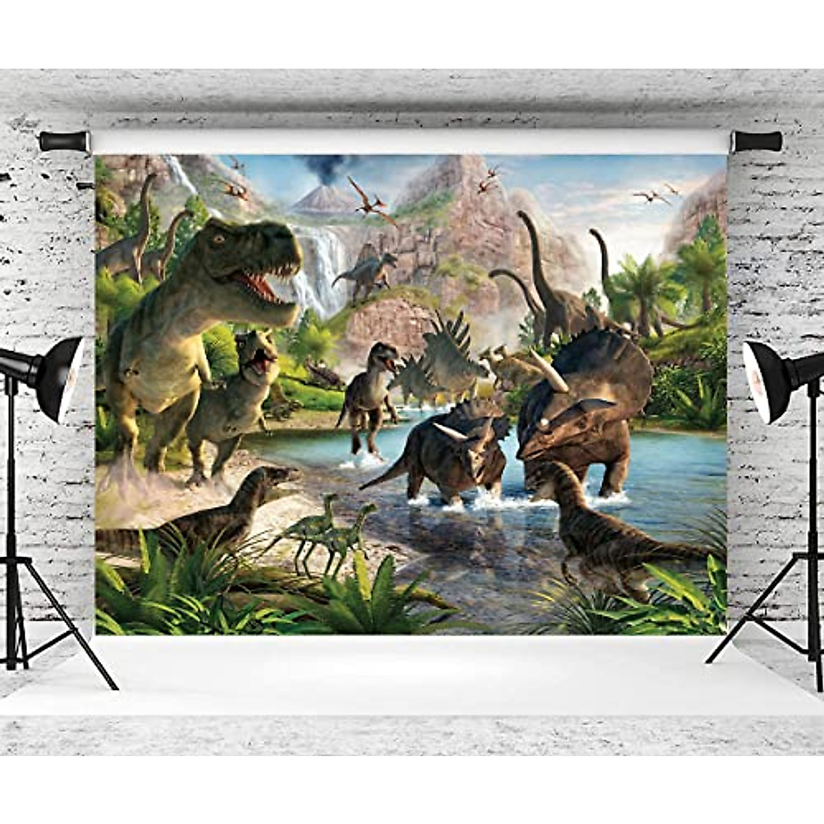 PASRLOLV 7x5ft Dinosaur Photo Backdrop, Dinosaur Park Theme Backdrop, Dinosaur Photography Background for Boy Girl Birthday Party Banner Newborn Baby Shower Decoration Photo Booth Prop, Vinyl
