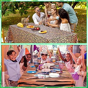 12Pack Animal Safari Tablecloth Jungle Animal Zoo Theme Party Table Cloth Leopard Tiger Zebra Giraffe Palm Leaf Print Table Cover for Jungle Safari Birthday Baby Shower Party Decorations (Six Styles)