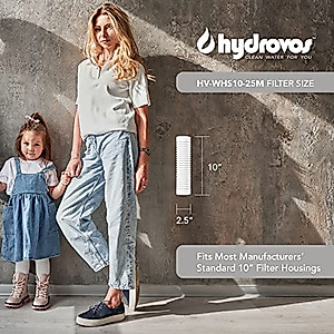 HYDROVOS 25-Micron 10" x 2.5" Whole House Water Filter, NSF 42 Certified Universal Fit 10 Inch Sediment Filter Replacement Cartridge for Standard RO Unit and Home Water Filtration Housing, 4 Packs
