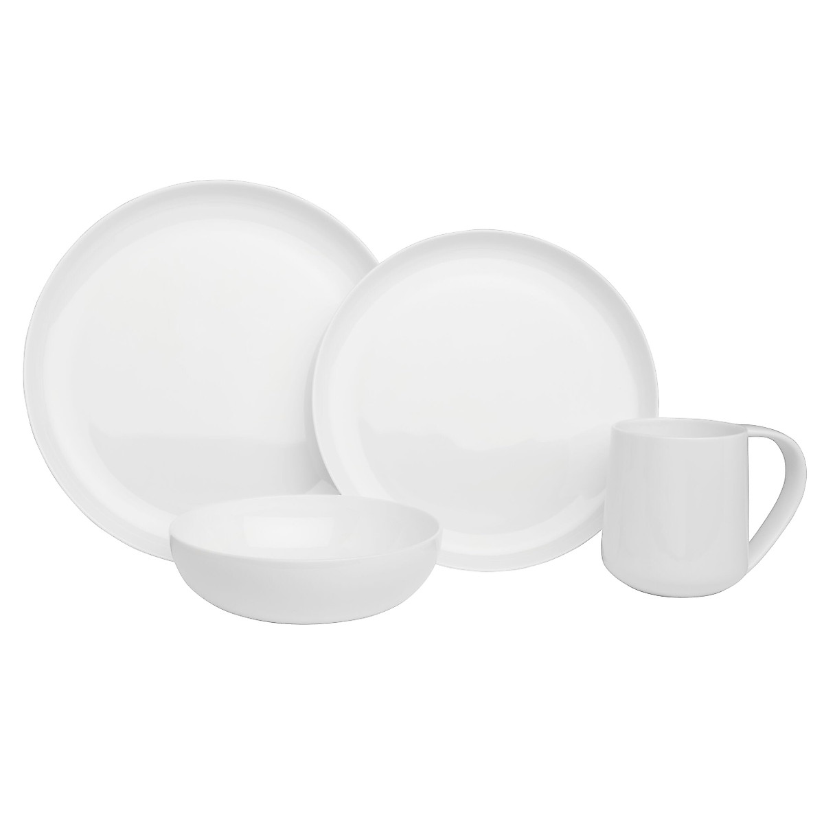 Everyday White by Fitz and Floyd Nevaeh Coupe 16 Piece Dinnerware Set, Service for 4