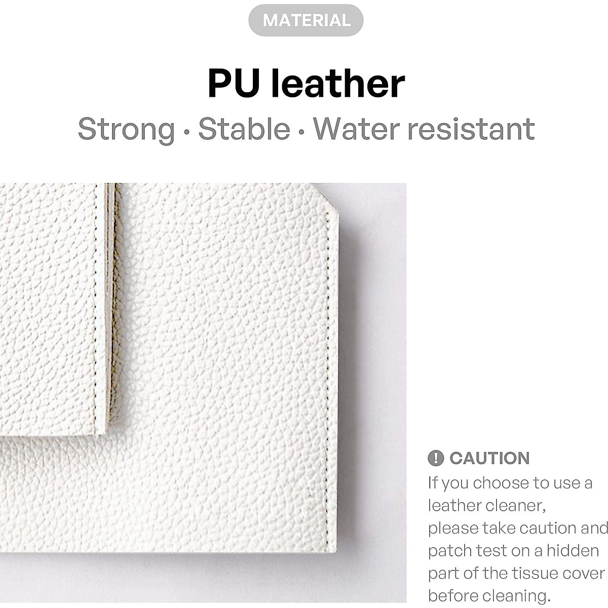 Carrotez Tissue Box Cover, [Refined] Modern PU Leather Rectangular Tissue Box Holder - Decorative Holder/Organizer for Bathroom Vanity Countertop, Night Stands, Office Desk 9.5"X5"X5" - White