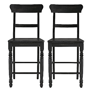 Progressive Furniture Savannah Court 24" Wood Counter Chair in Black (Set of 2)