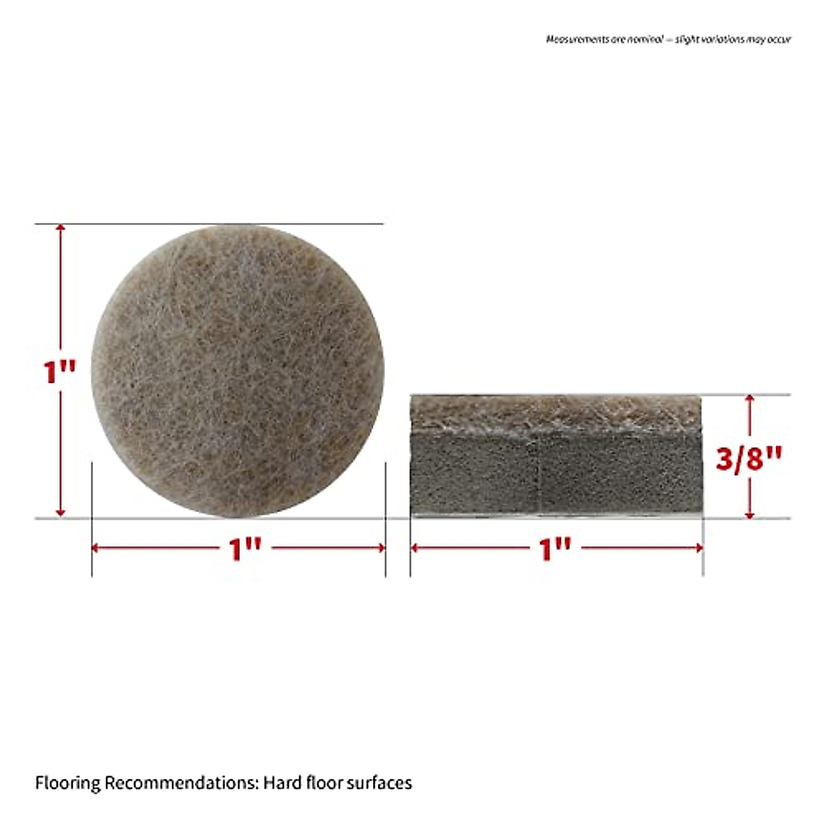 Shepherd Hardware 9915 1-Inch Heavy Duty Felt Gard Self-Adhesive Leveling Furniture Pads, Beige,8-Pack