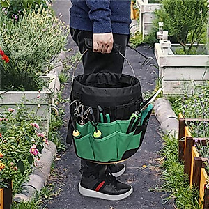 XHSP Gardening Tools Bucket Bag with 42 Pockets-Outdoor Multifunctional Better Sturdy Oxford/Canvas for Women Men