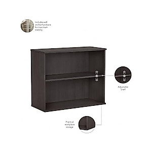 Bush Business Furniture Hybrid Small 2 Shelf Bookcase in Storm Gray